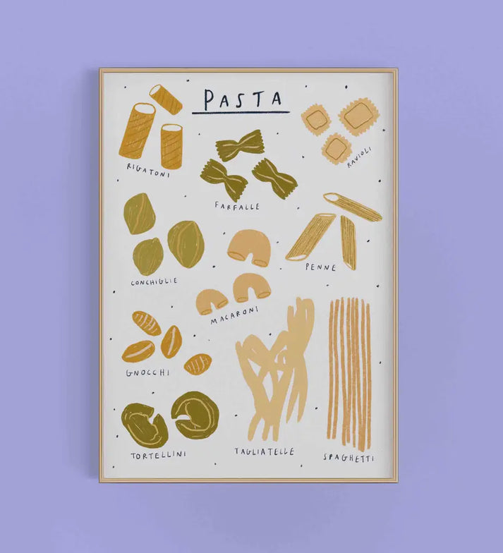 Different Pasta Types Illustrated Art Print – studiopylon