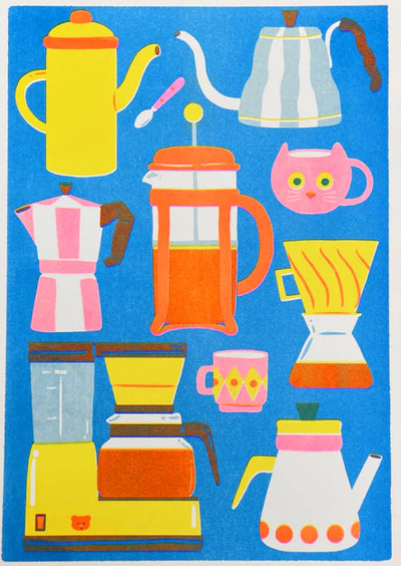 Coffee Pots A3 Riso Print – studiopylon